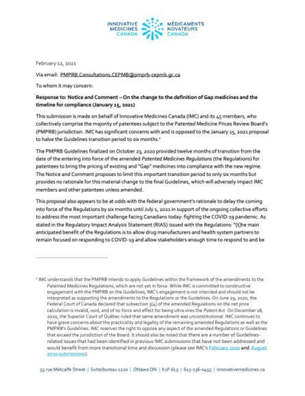Patented Medicine Prices Review Board (PMPRB) - Innovative Medicines Canada