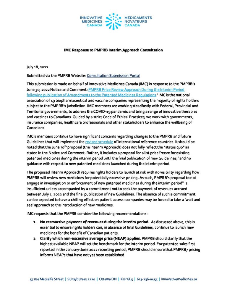Advocacy - Innovative Medicines Canada